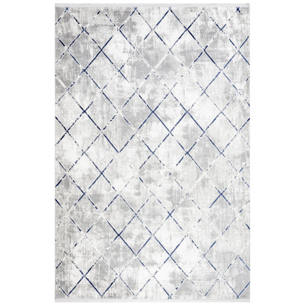 Lofy Tapis intérieur / extérieur bleu en micropolyester tissé à la machine Melange 4 pi x 6 pi ...